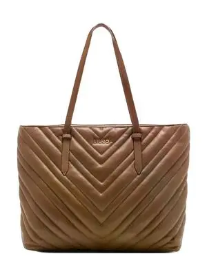 Liu Jo Large Quilted Chevron Pattern Tote Bag - Brown