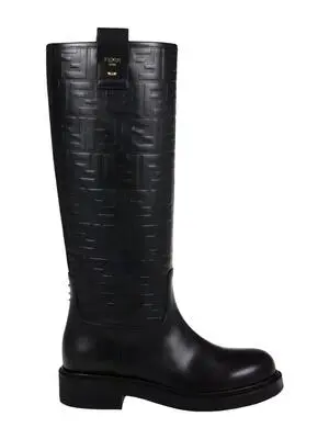 Fendi Logo-embossed Boots - Black