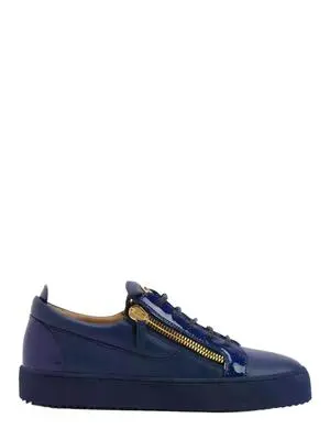 GIUSEPPE ZANOTTI Frankie Glossy Leather Sneakers - Blue