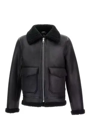 A.p.c. Shearling Flap-pocket Jacket - Black