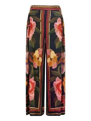 Farm Rio Floral-print Trousers - Black