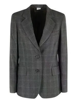 Aspesi Check-pattern Single-breasted Blazer - Grey