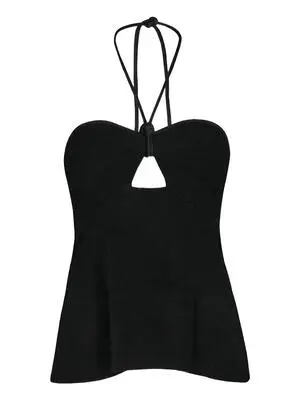 Johanna Ortiz Gleymoon Cut-out Halter Top - Black