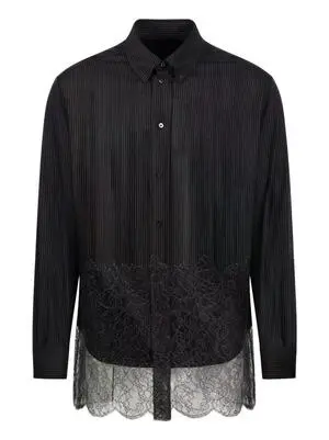 FENDI Striped Lace-detailing Shirt