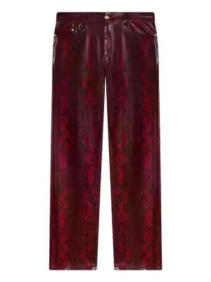 Gcds Split Hem Snakeskin Trousers - Red