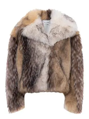 DES_PHEMMES Oversized Faux Fur Biker Jacket