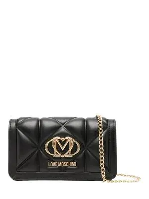 Moschino Logo-plaque Quilted Clutch - Black