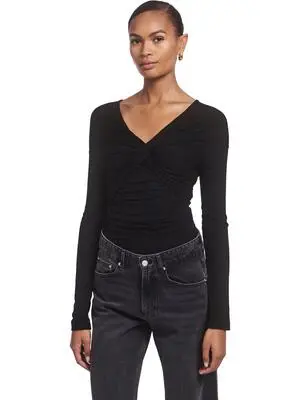 NINETY PERCENT Vesta Micromodal Knot Long Sleeve Top - Black