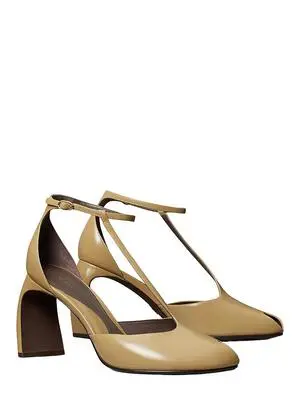 Tory Burch Tory Burch Peep-Toe T-Strap Pumps Warm Nutmeg