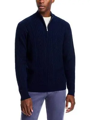 Peter Millar Crescent Ridge Cable Knit Quarter-zip Sweater - Navy