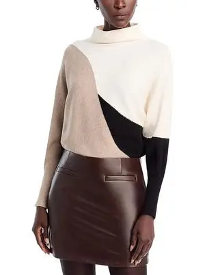 T Tahari Color Blocked Dolman Sleeve Sweater - Taupe Heather Combo