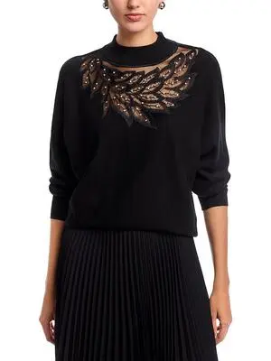 T Tahari Mock Neck Sweater Black