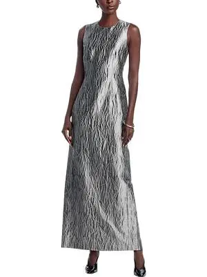 Lafayette 148 New York Floor Length Sheath Gown - Silver
