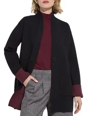 Lyssé Nicolette Double Faced Cardigan - Black Plum