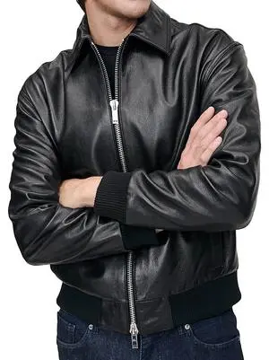 DL1961 Robb Leather Bomber Jacket - Obsidian