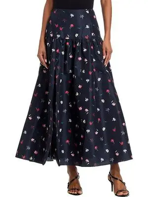 Cinq À Sept Tumbling Carnations Maxi Skirt - Black Multi