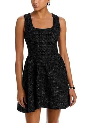 Aqua Tweed Mini Dress - Black
