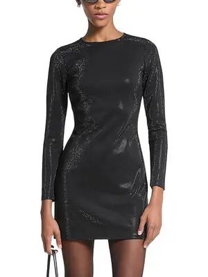 MICHAEL KORS Rhinestone Long Sleeve Mini Dress