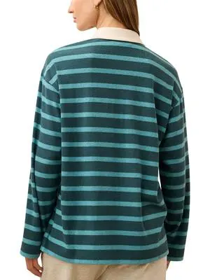 Faherty Brand Legend Rugby Pullover Sweater - Green Rugby