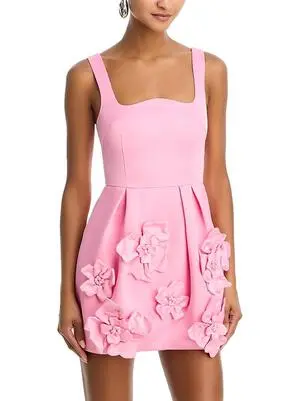 LEO LIN Piper Floral Applique Bell Mini Dress - Baby Pink