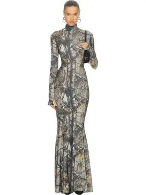 Norma Kamali Norma Kamali Long Sleeve Turtle Fishneck Gown Trees