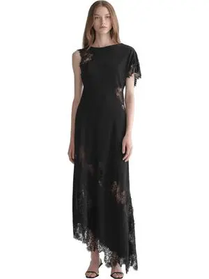A.L.C. Alessia Textured Satin And Lace Maxi Dress - Black