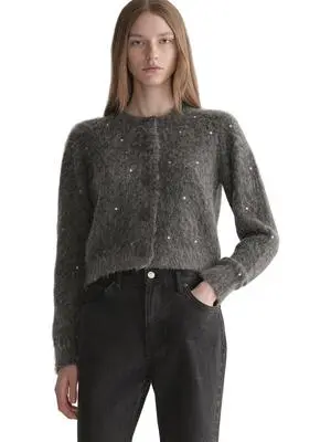 A.L.C. Lainie Embellished Brushed Alpaca Cardigan - Charcoal