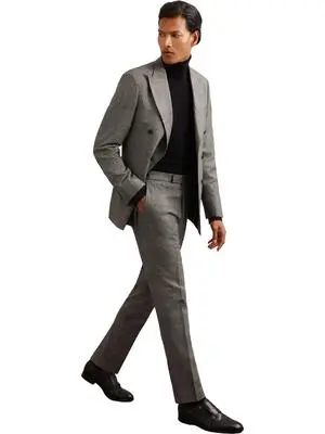 REISS Jenson Wool Check Tailored-Fit Suit Trousers