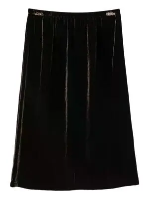 LAURA-URBINATI Elasticated-waist Velour Midi Skirt - Brown