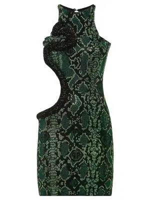 Philipp Plein Snakeskin-print Mini Dress - Green