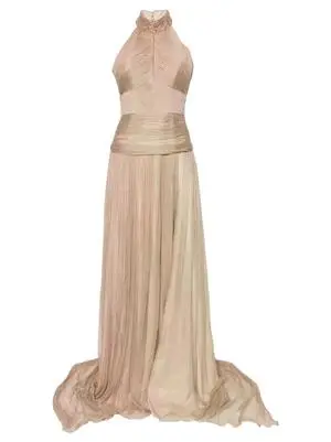 M.MARQUISE Irene Bead-embellished Gown - Neutrals
