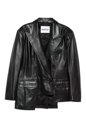 MEDEEA Asymmetric Leather Jacket - Black