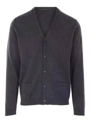ROBERTO COLLINA Wool Cardigan - Grey