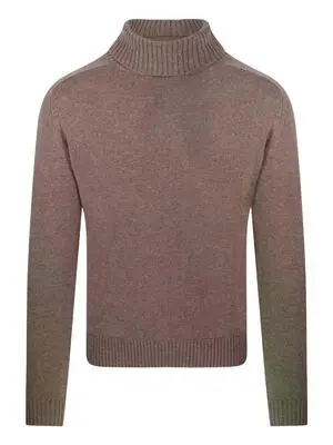 CASHMERE COMPANY Ribbed Roll-neck Sweater - Brown