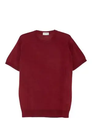 John Smedley Short-Sleeve Crewneck Sweater Red