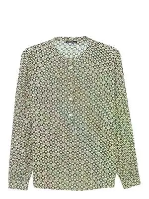 LAURA-URBINATI Geometric-print Long-sleeve Blouse - Green