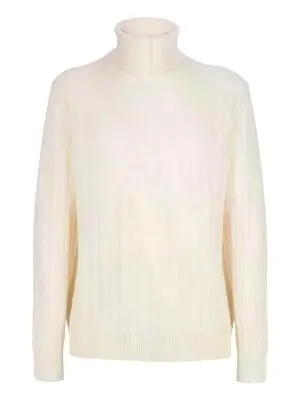 CONTE OF FLORENCE Cable-knit Roll-neck Sweater - Neutrals