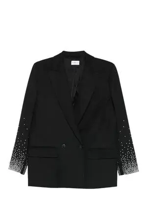 Marella Embellished-sleeve Double-breasted Blazer - Black