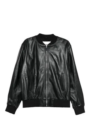 MEDEEA Leather Bomber Jacket - Black