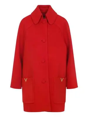 Valentino Garavani Button-fastening Wool Coat - Red