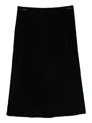 LAURA-URBINATI Velour Midi Skirt With Elasticated Waist - Black