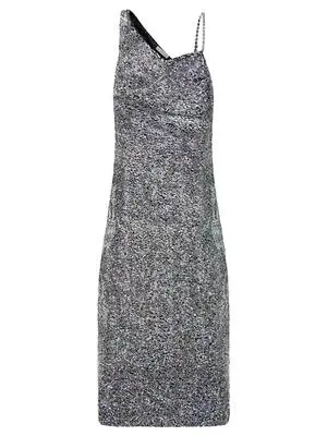 AREA Sequin Gown With Crystal Straps - Silver