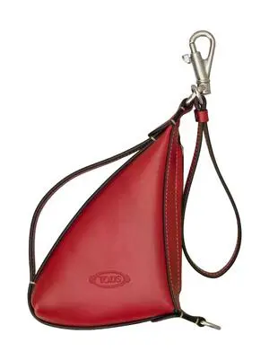 TOD'S Triangular Leather Zip Pouch
