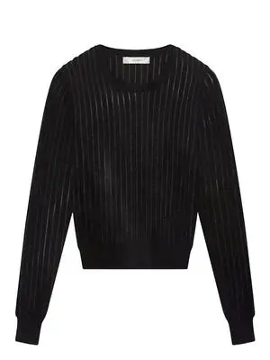 FRAME Striped Long-sleeve Top - Black