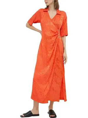 Day Birger Et Mikkelsen Printed Wrap Maxi Dress - Orange
