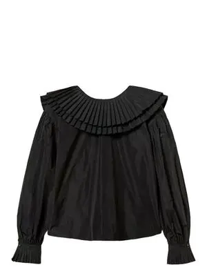 TWINSET Taffeta Shirt With Pleated Flounces - Black