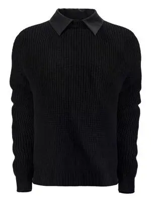 MEDEEA Collared Knit Sweater - Black