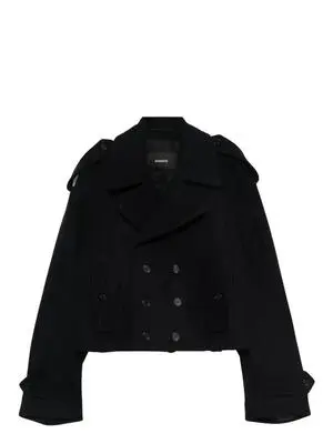 SONGZIO Cropped Double-breasted Pea Coat - Blue