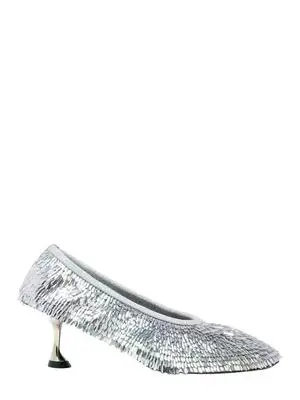 Proenza Schouler Sequined Kitten Heel Pumps - Silver