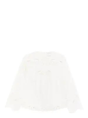FORTE_FORTE Embroidered Scalloped-hem Blouse - White
